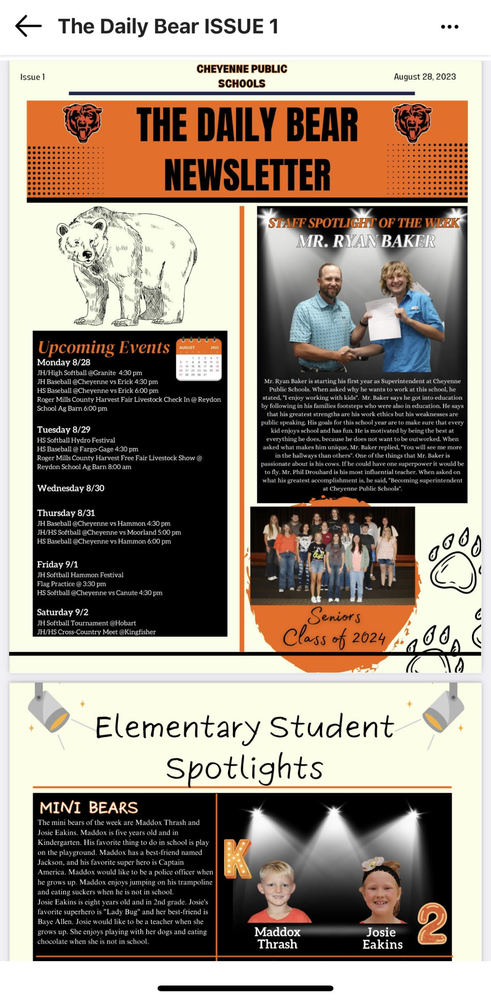 NEW! Student Newsletter- The Daily Bear | Cheyenne Public Schools